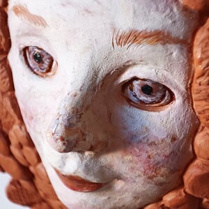 Flower Girl Original Handmade Ceramic White Mask Sculpture Portrait ...