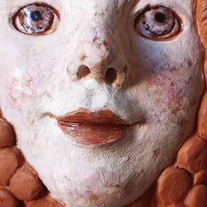 Flower Girl Original Handmade Ceramic White Mask Sculpture Portrait ...