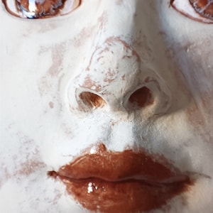 Ceramic Wall Art Mask: Handmade Clay Face, Minimalist Interior Design ...