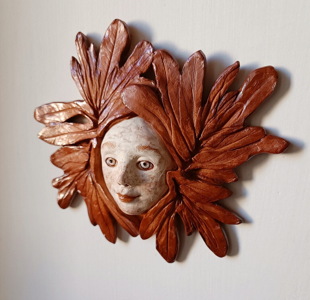 Original Handmade Ceramic White Red Clay Mask Portrait Face ...