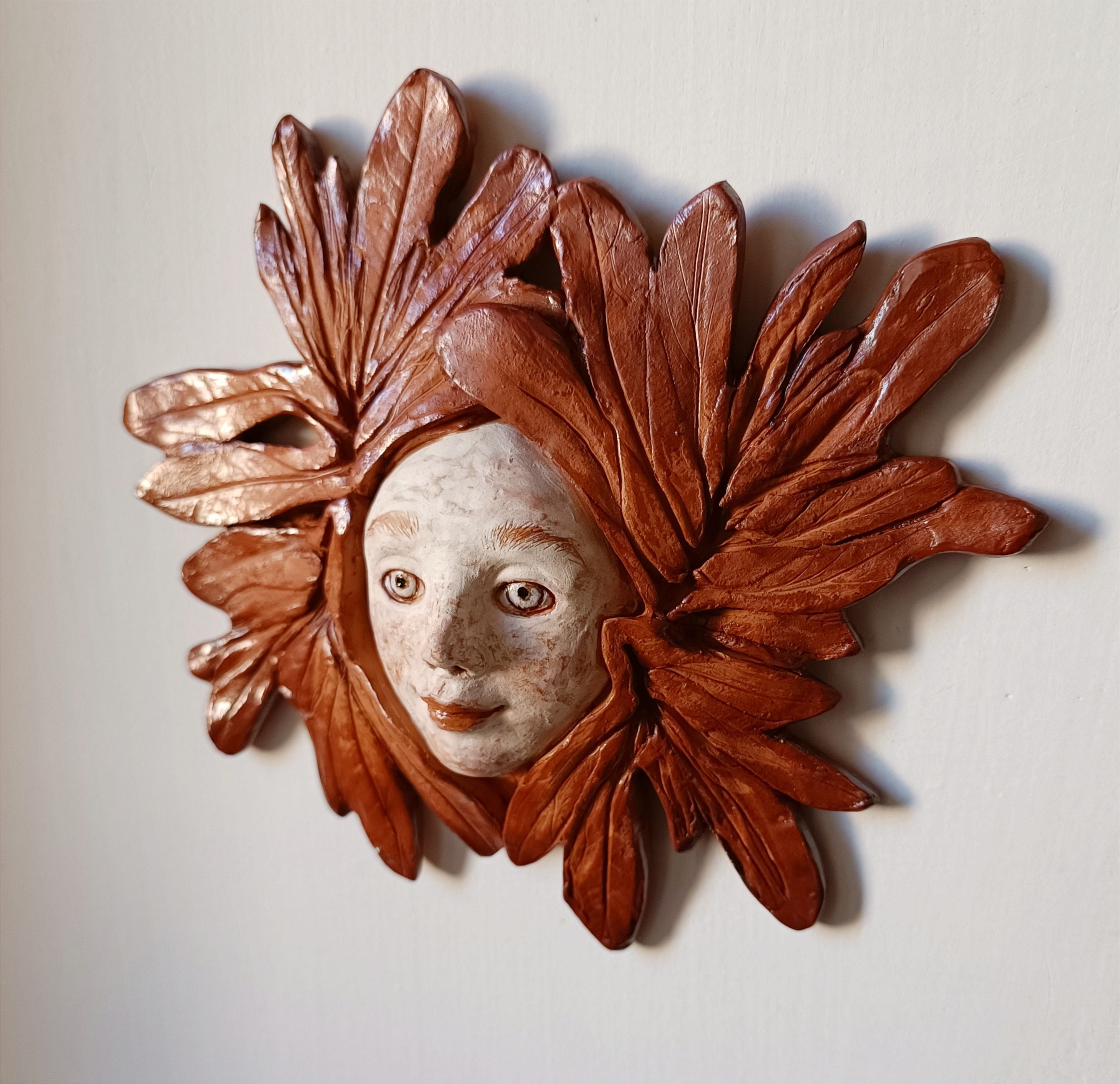 Original Handmade Ceramic White Red Clay Mask Portrait Face ...