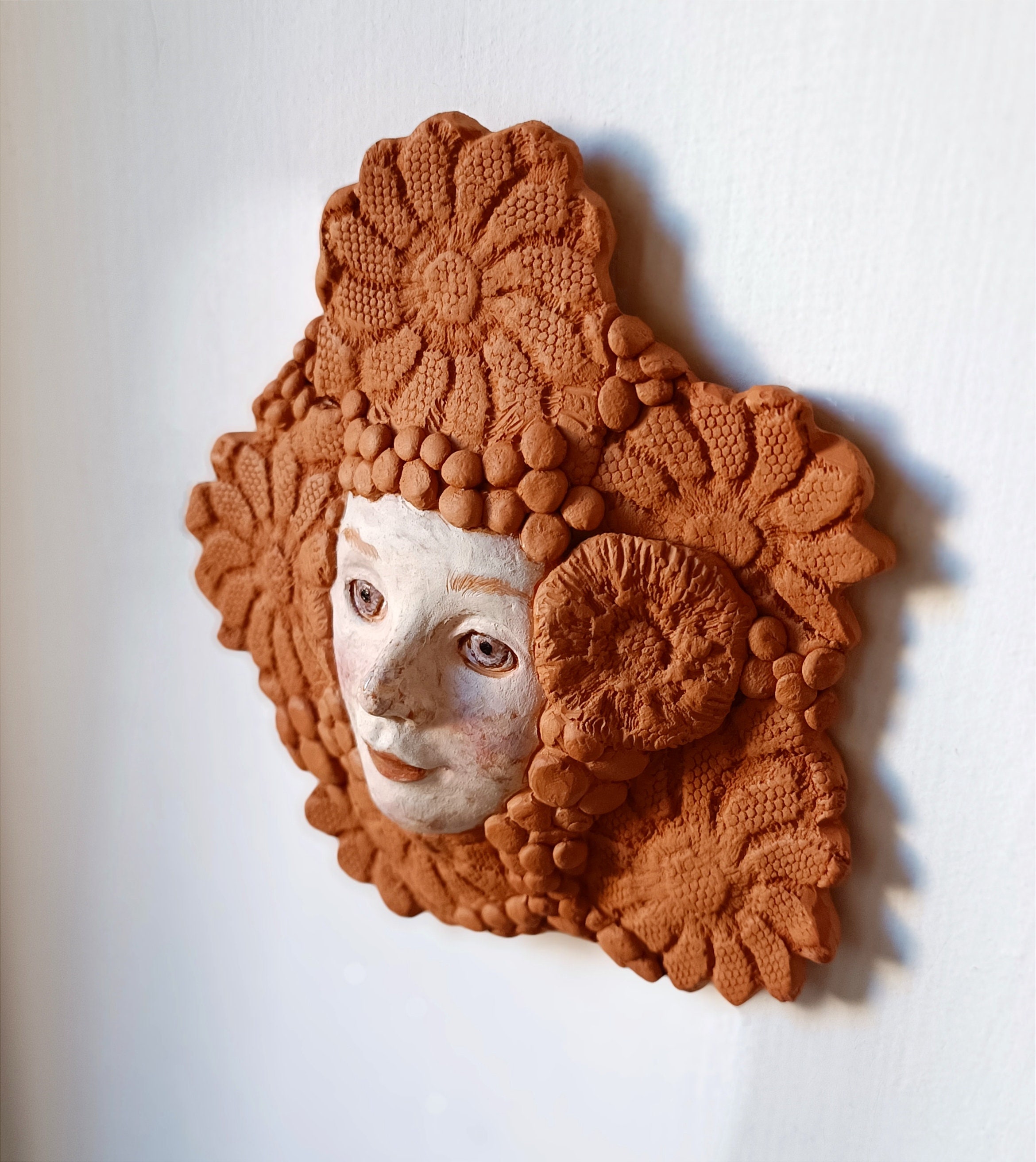 Flower Girl Original Handmade Ceramic White Mask Sculpture Portrait ...