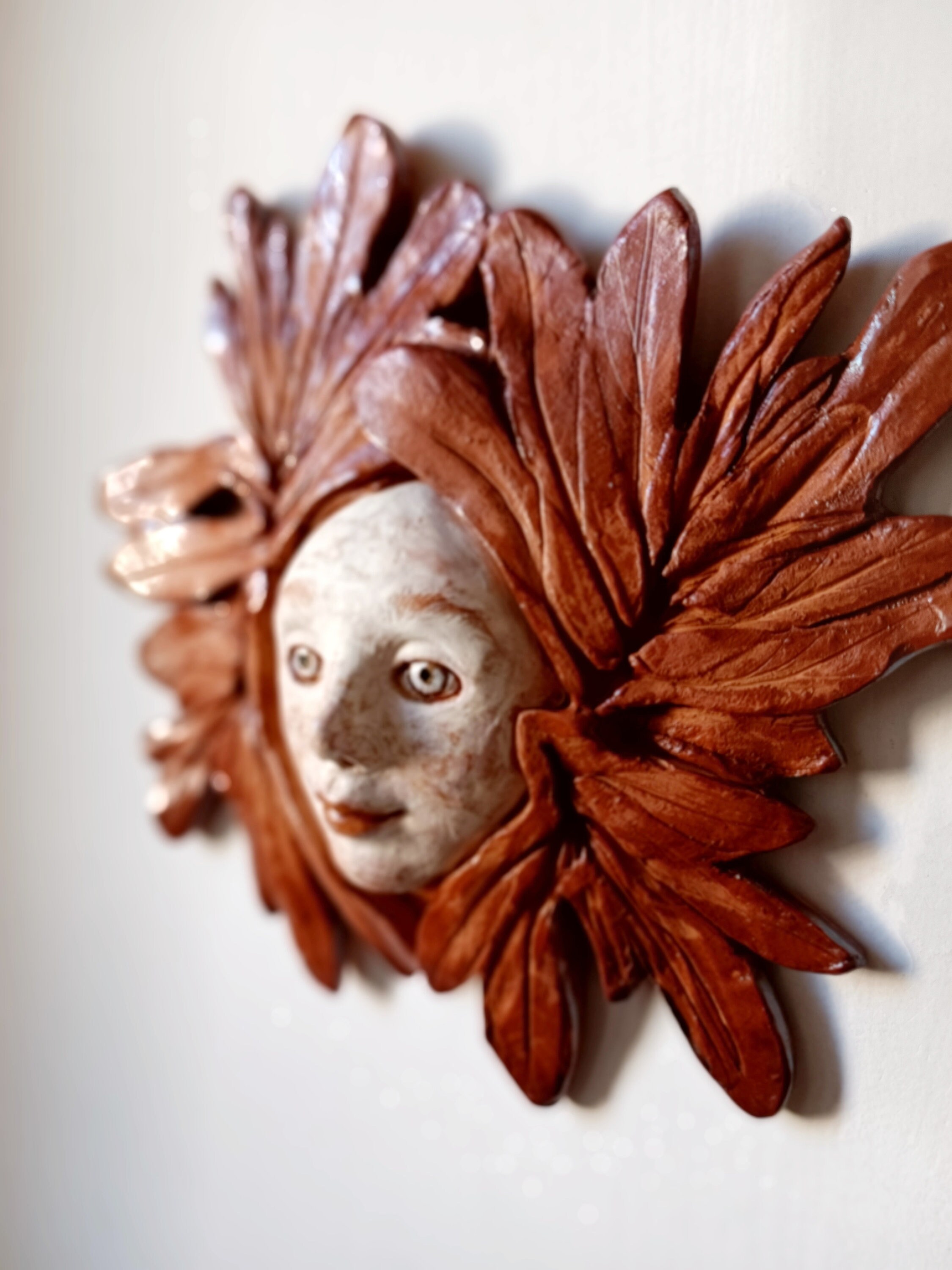 Original Handmade Ceramic White Red Clay Mask Portrait Face ...