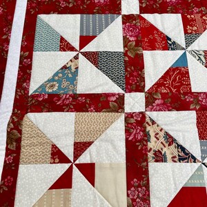 Red and Rich Pinwheel Handmade Patchwork Quilt / Throw - Etsy