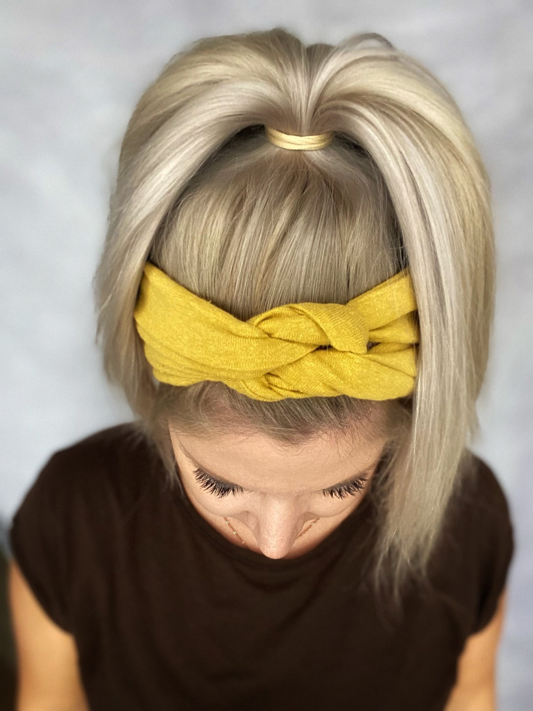 Hair Band to Tie Yourself in Mustard Yellow Made of Cotton organic and ...