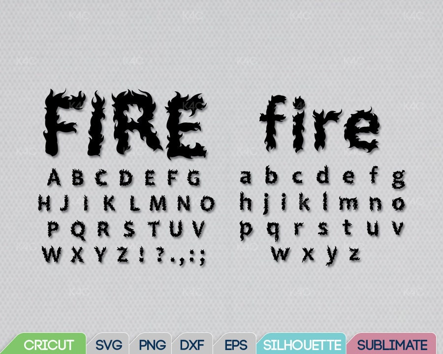 Fire Font Svg Flame Alphabet Design Png Burning A Z Etsy