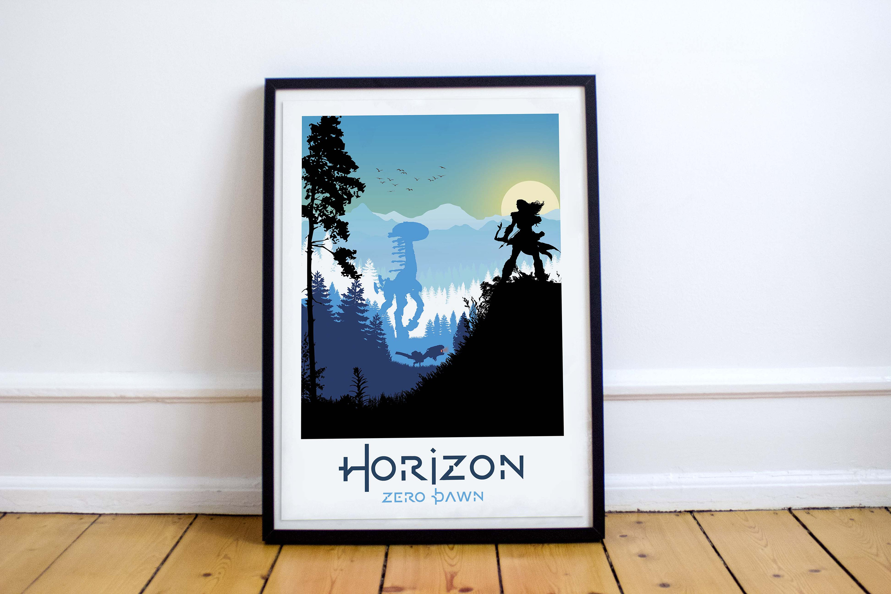 Horizon Game Art, Minimalist, Posters, Home Decor, Gaming Print, Wall ...