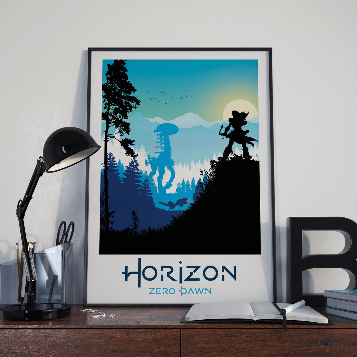 Horizon Game Art, Minimalist, Posters, Home Decor, Gaming Print, Wall ...