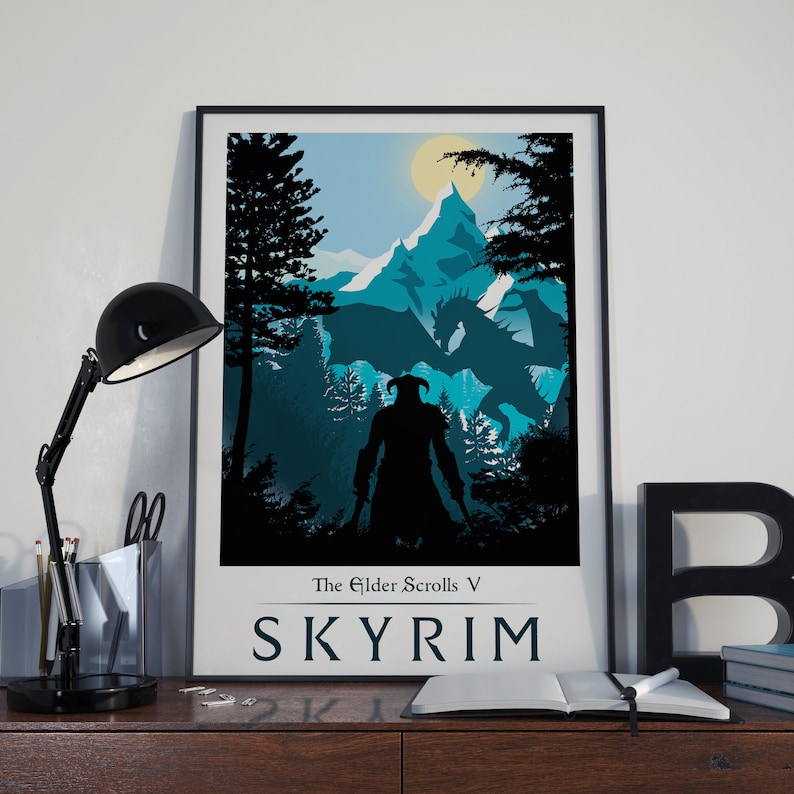 Skyrim Poster Minimalist Posters Gaming Print Wall Art - Etsy