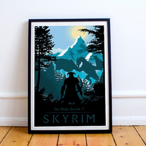 Skyrim Poster Minimalist Posters Gaming Print Wall Art - Etsy