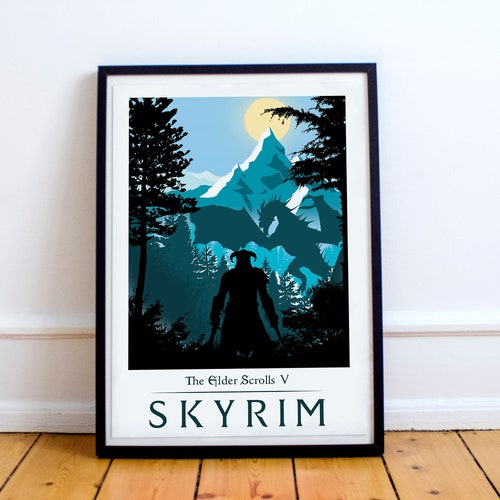 Skyrim Poster Minimalist Posters Gaming Print Wall Art - Etsy