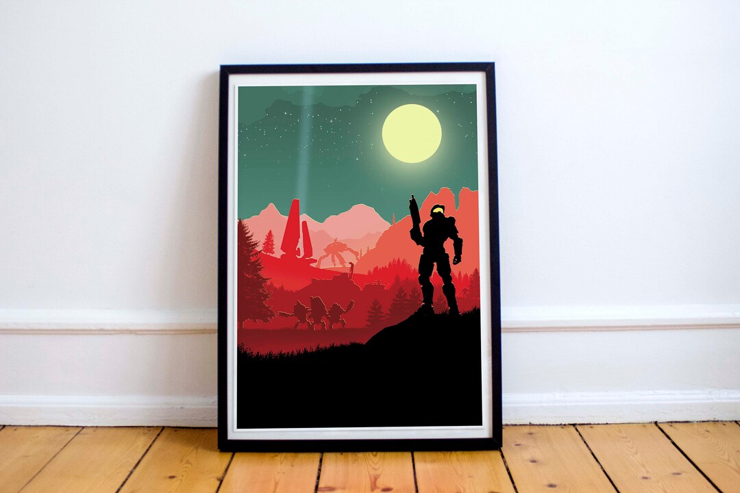 The Chief Video Game Poster, Gaming Art, Minimalist, Video Game Poster ...