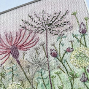 Alliums & Seed Head Embroidery Panel, Pre Printed Fabric Panel, Sewing ...