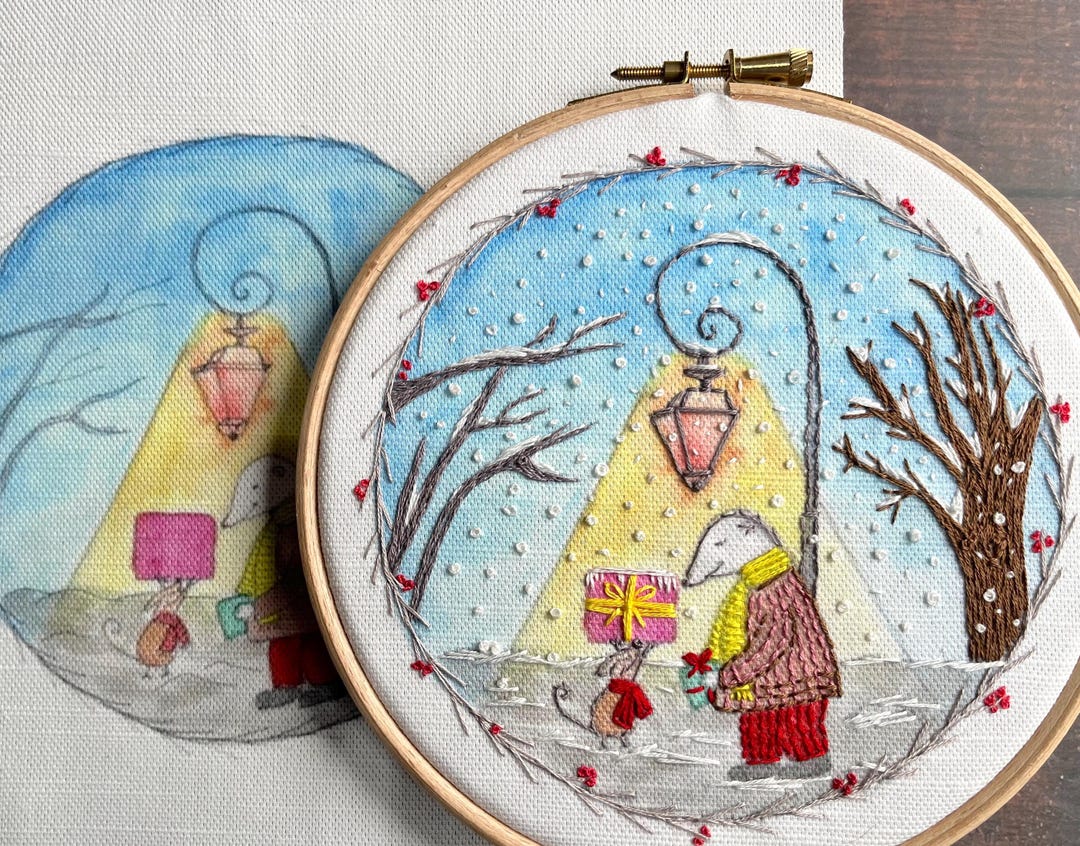 Christmas Embroidery Panel: Mr. Mole & Mousey Gift Swap With Stitch ...