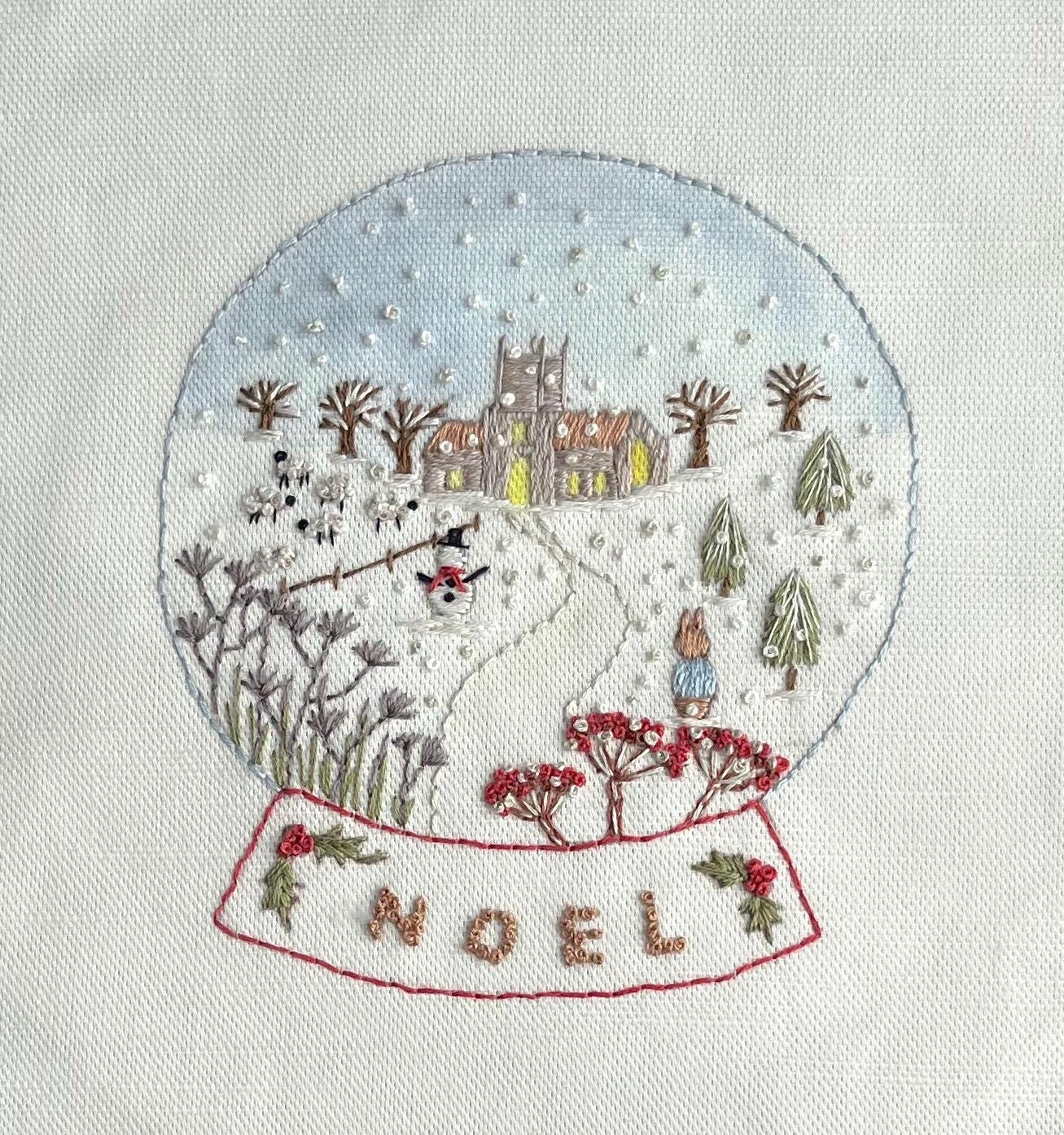 Snow Globe Embroidery Pattern: Pre-printed Colour Fabric Panel With ...