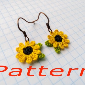 Crochet Sunflower Minimalist Earrings Pattern, Pattern for Beginner ...