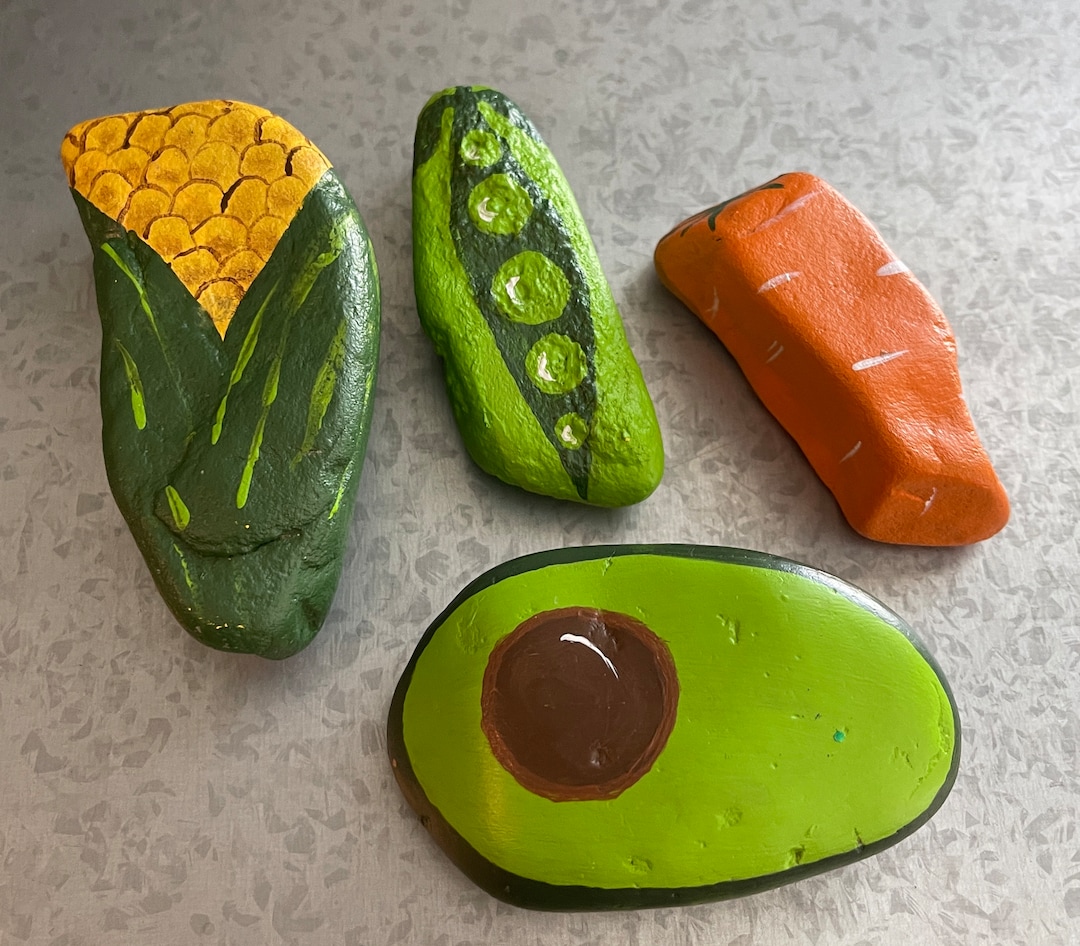 Vegitable Food Painted Rocks Outdoor Play/mud Kitchen - Etsy