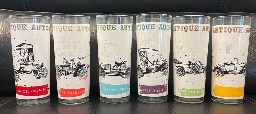 Vintage Antique Autos Anchor Hocking Drinking Glasses Set of 6 - Etsy