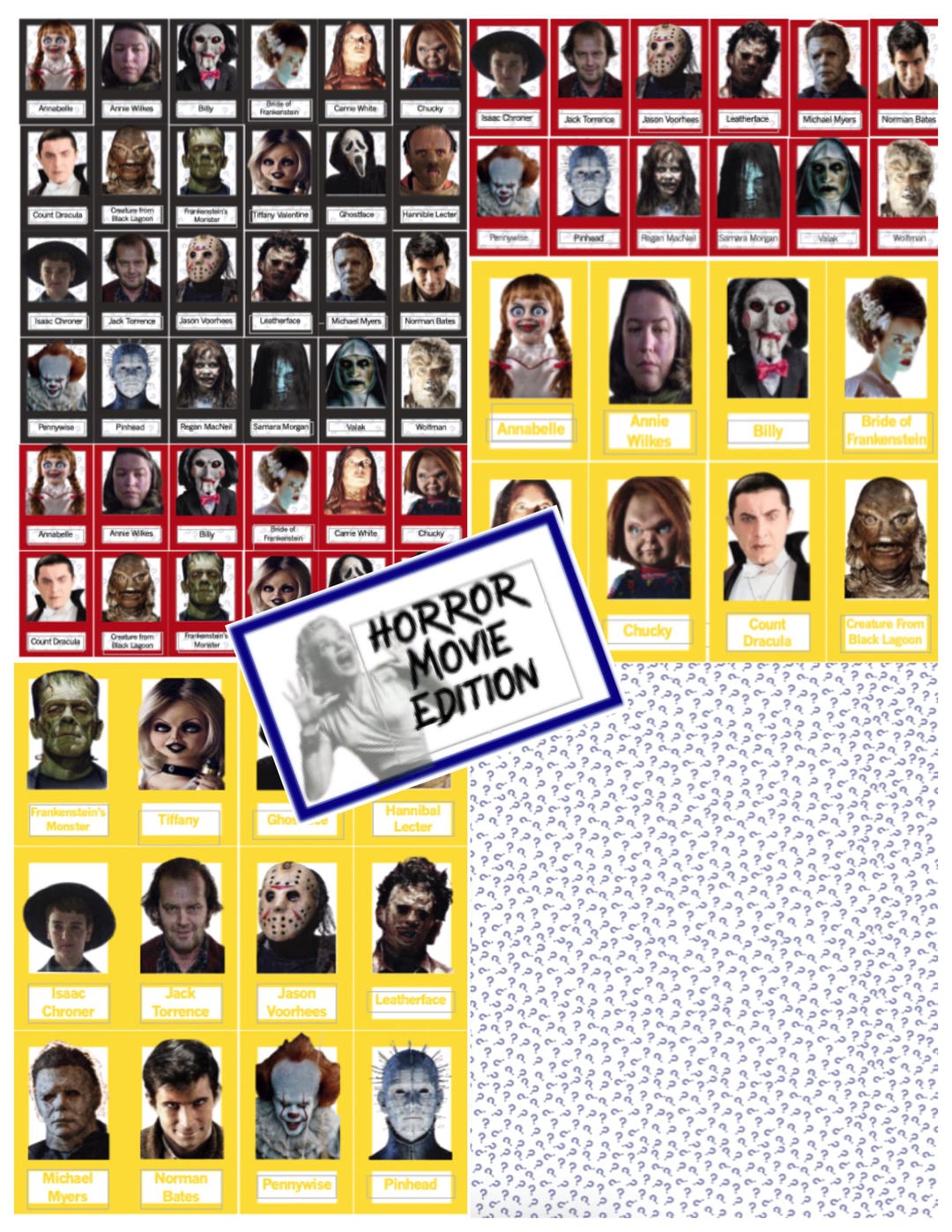 Horror Guess Who Style Game PDF | Printable Horror Guessing Game - Etsy