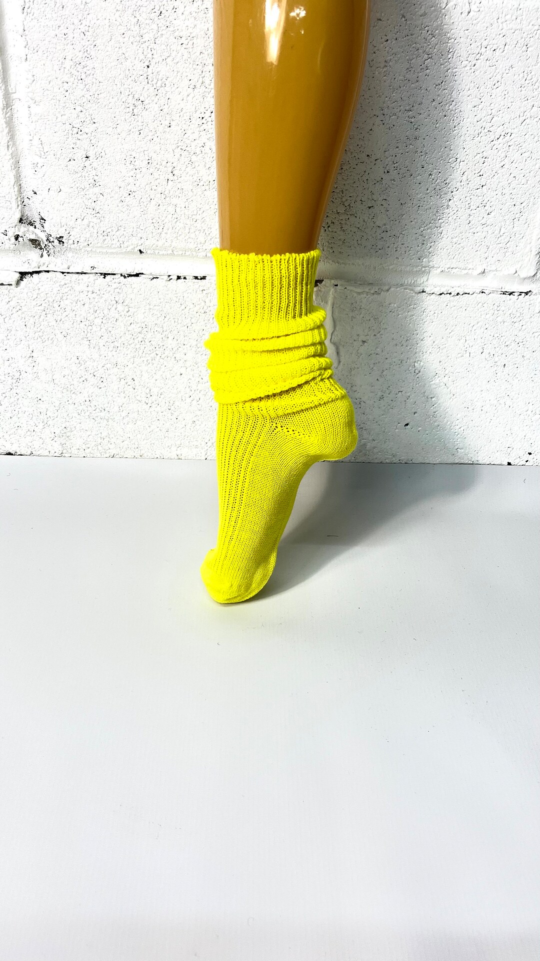 4 Pairs of Long Super Slouch Socks Adults 4-7 Hot Pink Luminous Yellow ...