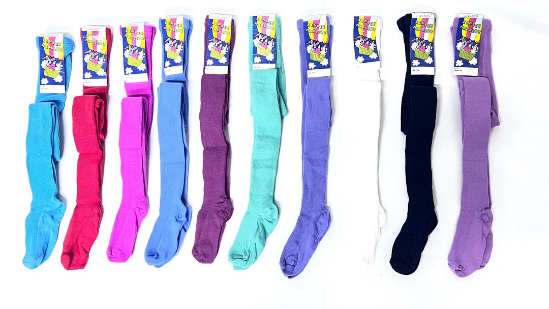 Girls Kids Full Foot Tights Warm 10 Vibrant Colours - Etsy