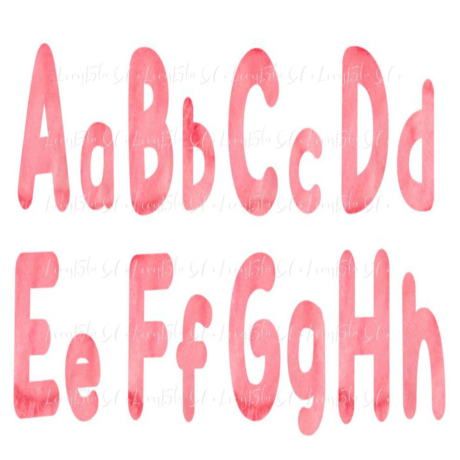 Pink Watercolor Alphabet-png-300 Dpi-digital | Etsy