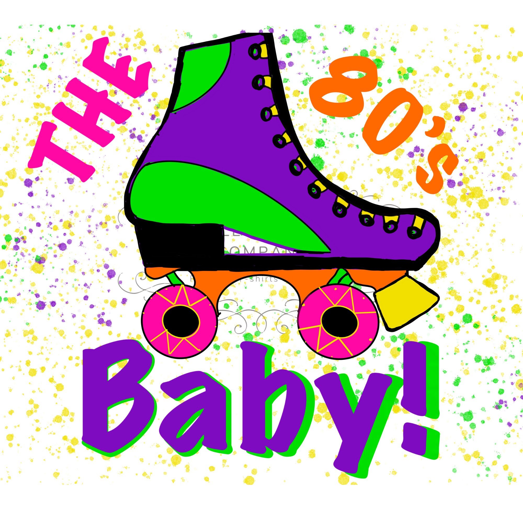 The 80’s Baby Skating Clip Art. 300 DPI-PNG. Great for Scrapbooking, T ...