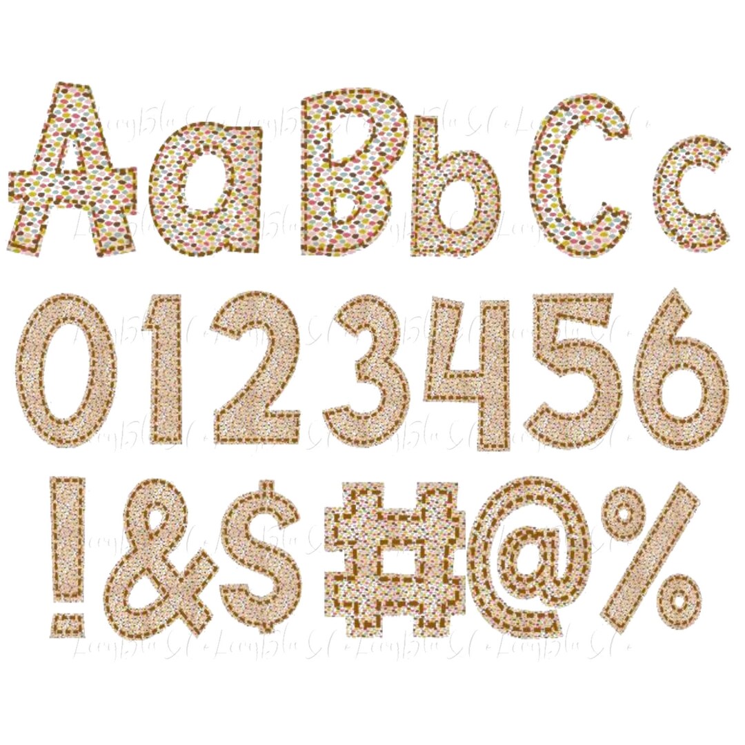 Faux Applique Sublimation Alphabet-png-300 DPI- Multicolor With Brown ...