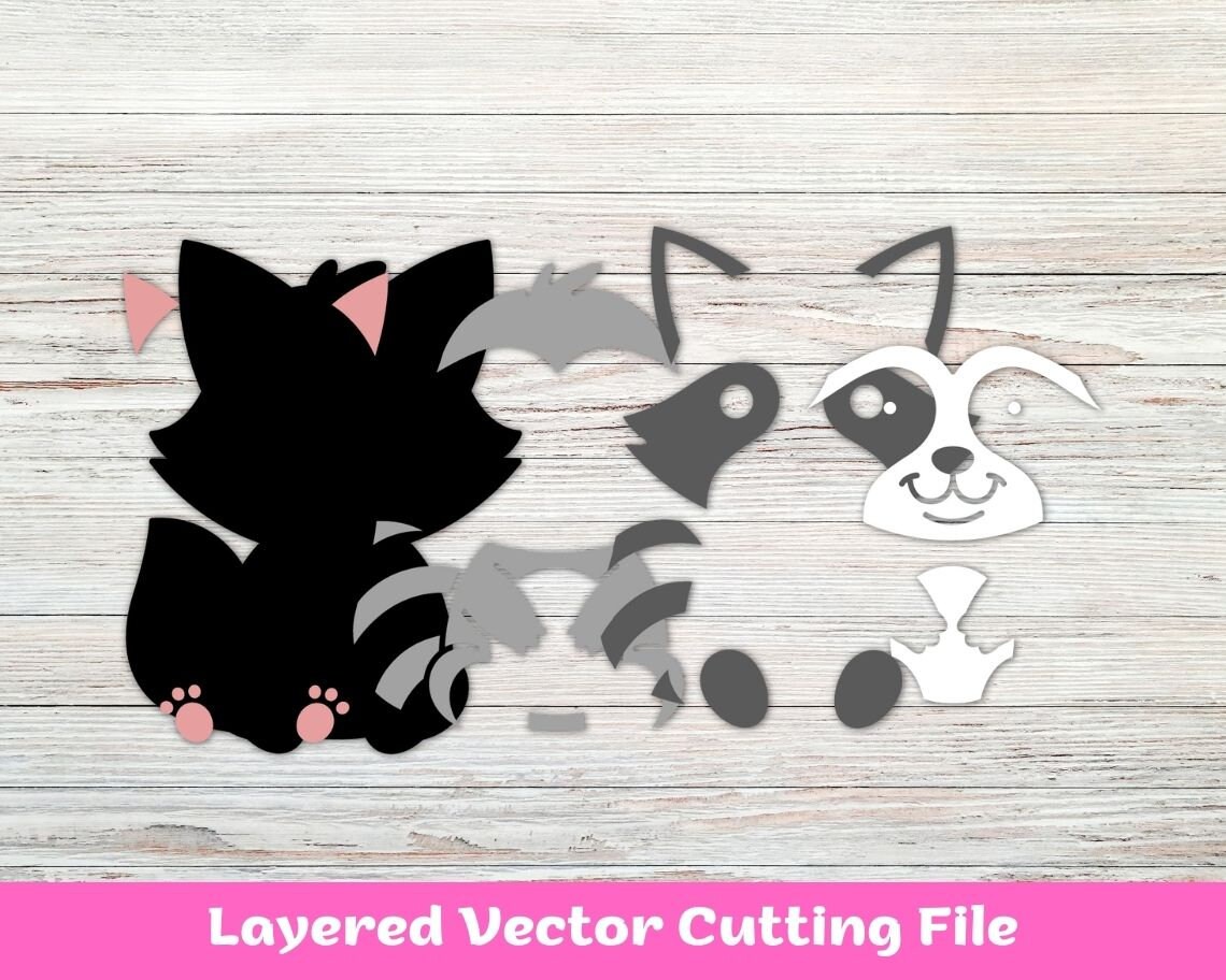 Layered Baby Raccoon SVG Cut Files for Cricut and Silhouette Woodland ...