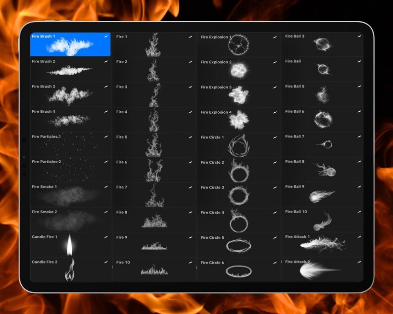 40+ Procreate Fire Brushes and Stamps, Realistic Fire Stamps for ...