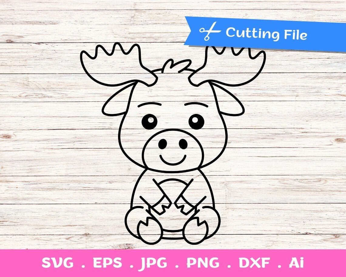 Outline Baby Moose SVG Cut Files for Cricut and Silhouette Forest ...