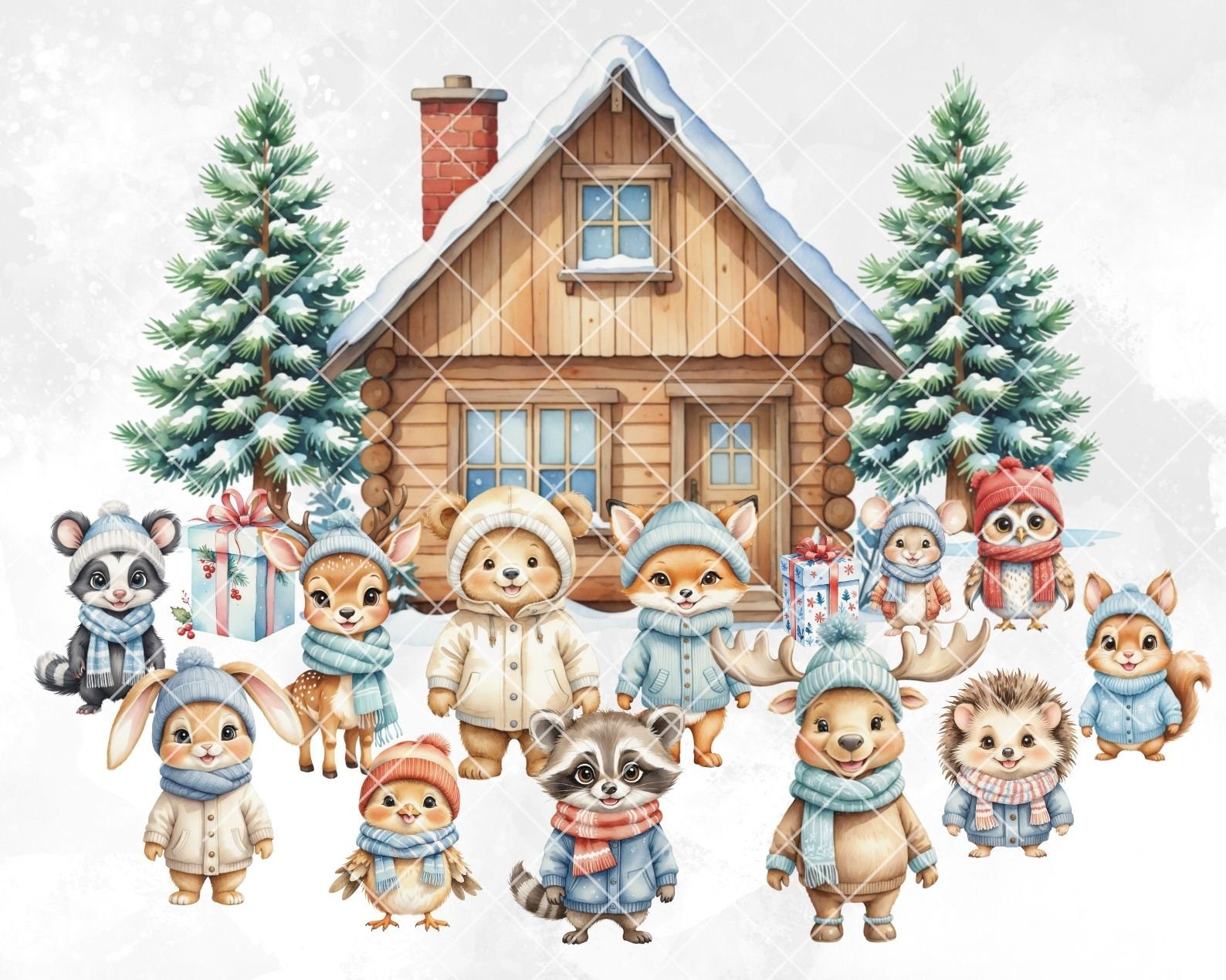 Winter Woodland Animals Clipart PNG, Forest Animals, Woodland Animal ...