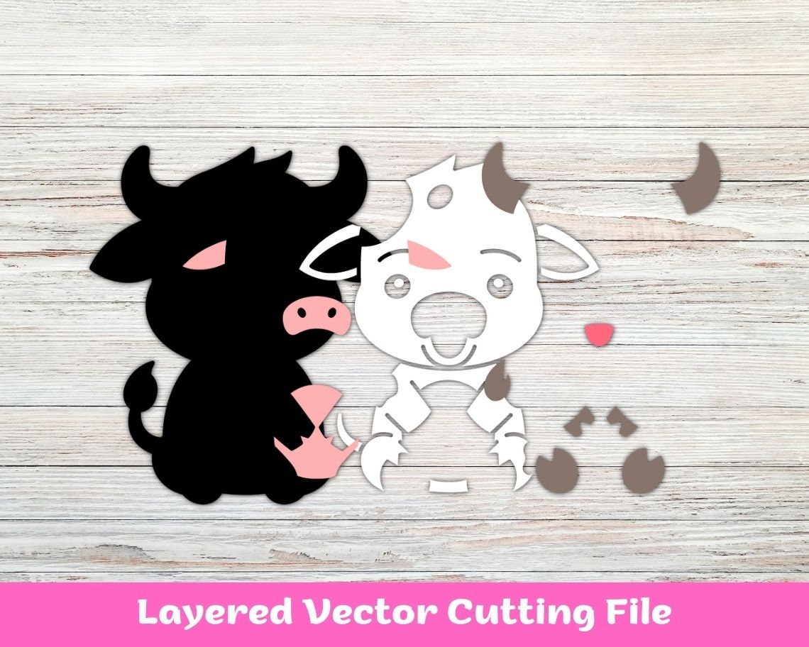 Cute Sitting Cow Layered Cut Files for Cricut and Silhouette Cute ...