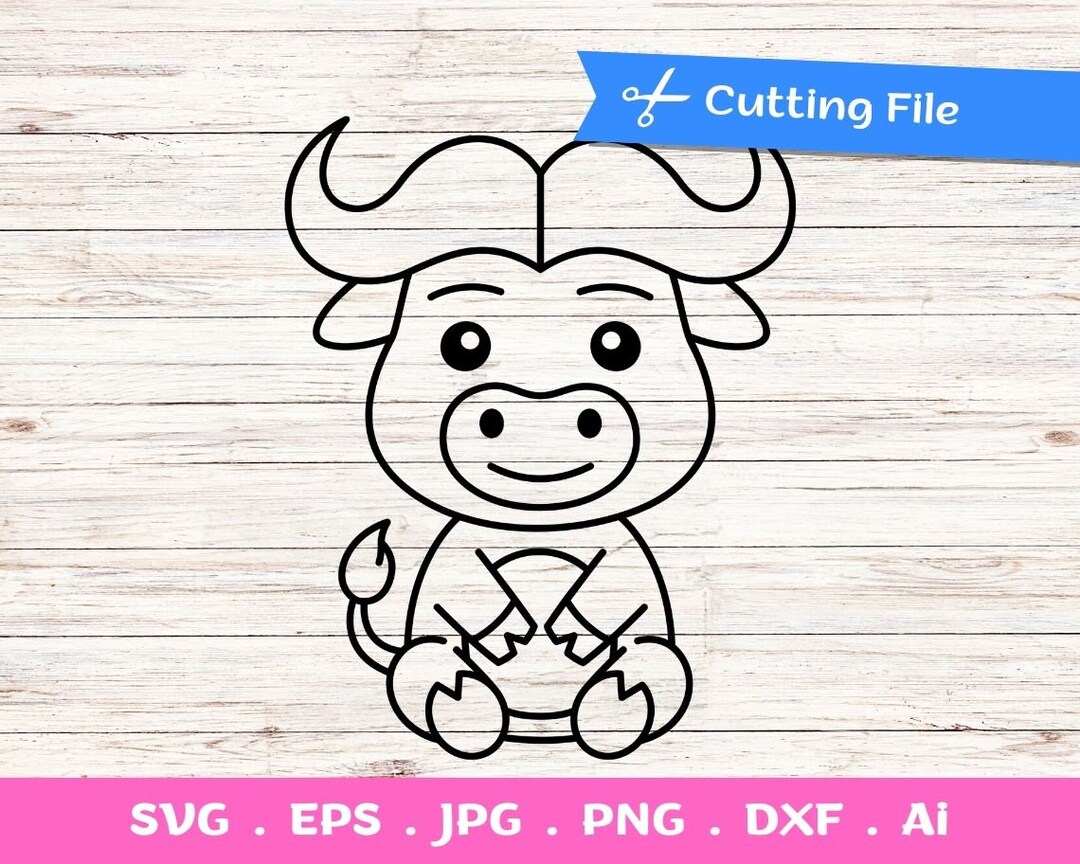 Outline Baby Buffalo SVG Cut Files for Silhouette and Cricut, Buffalo ...