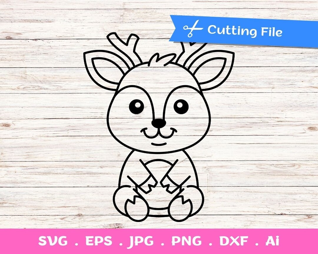 Baby Deer Outline SVG Cut File - Svg, Png, Dxf, Eps for Cricut ...