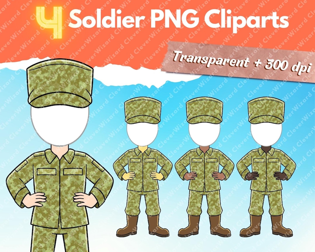 4 Faceless Cute Soldier PNG Template, Soldier Clipart, Nursery Decor ...