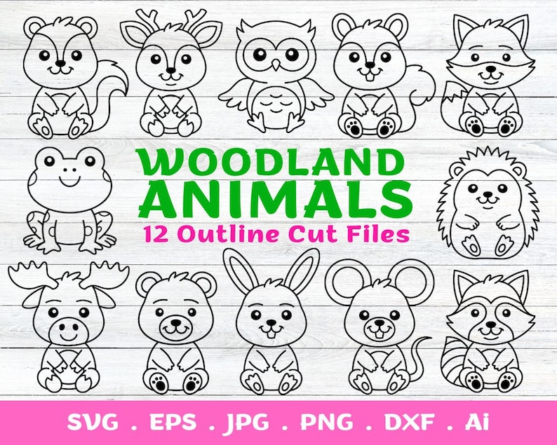 Outline Woodland Animals SVG Cut Files for Cricut and Silhouette Forest ...