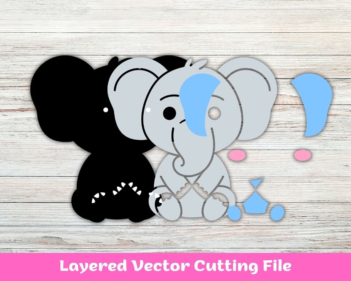 Layered Baby Elephant SVG Cut Files for Cricut and Silhouette - Etsy