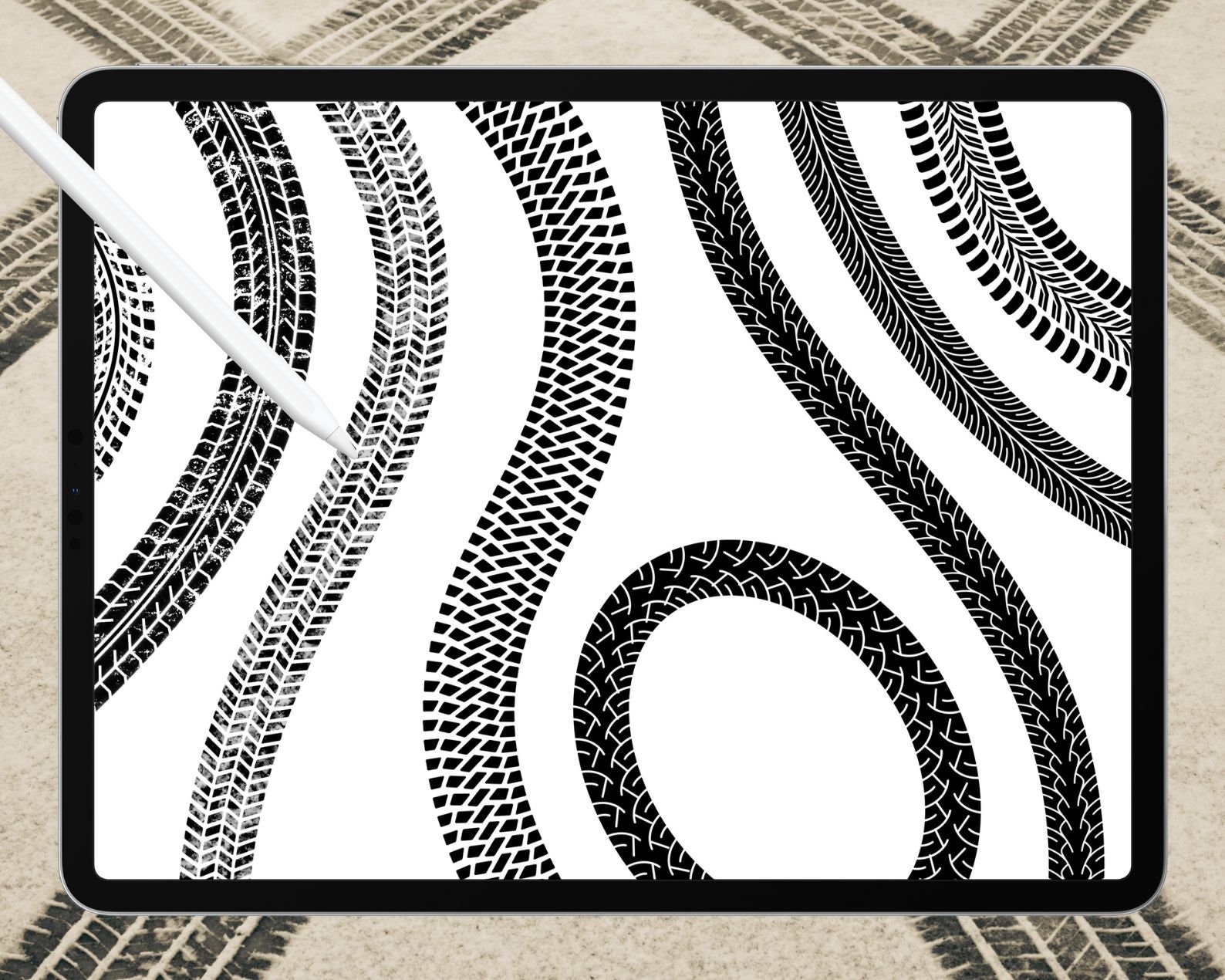 60 Procreate Tire Track Brush Set, Tire Tracks Brushes, Tire Tread, off ...