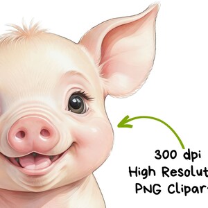 Farm Animals Clipart PNG Bundle, Farm Animals Watercolor Clipart, Cute ...