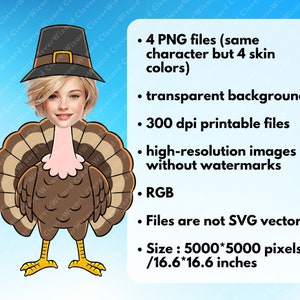 Faceless Thanksgiving Turkey PNG Template, Digital Download ...