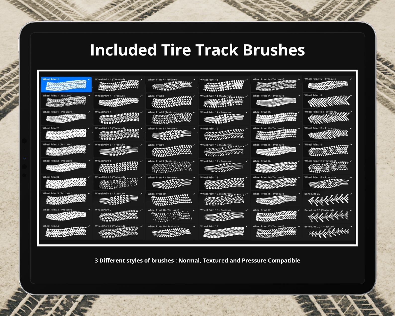 60 Procreate Tire Track Brush Set, Tire Tracks Brushes, Tire Tread, off ...