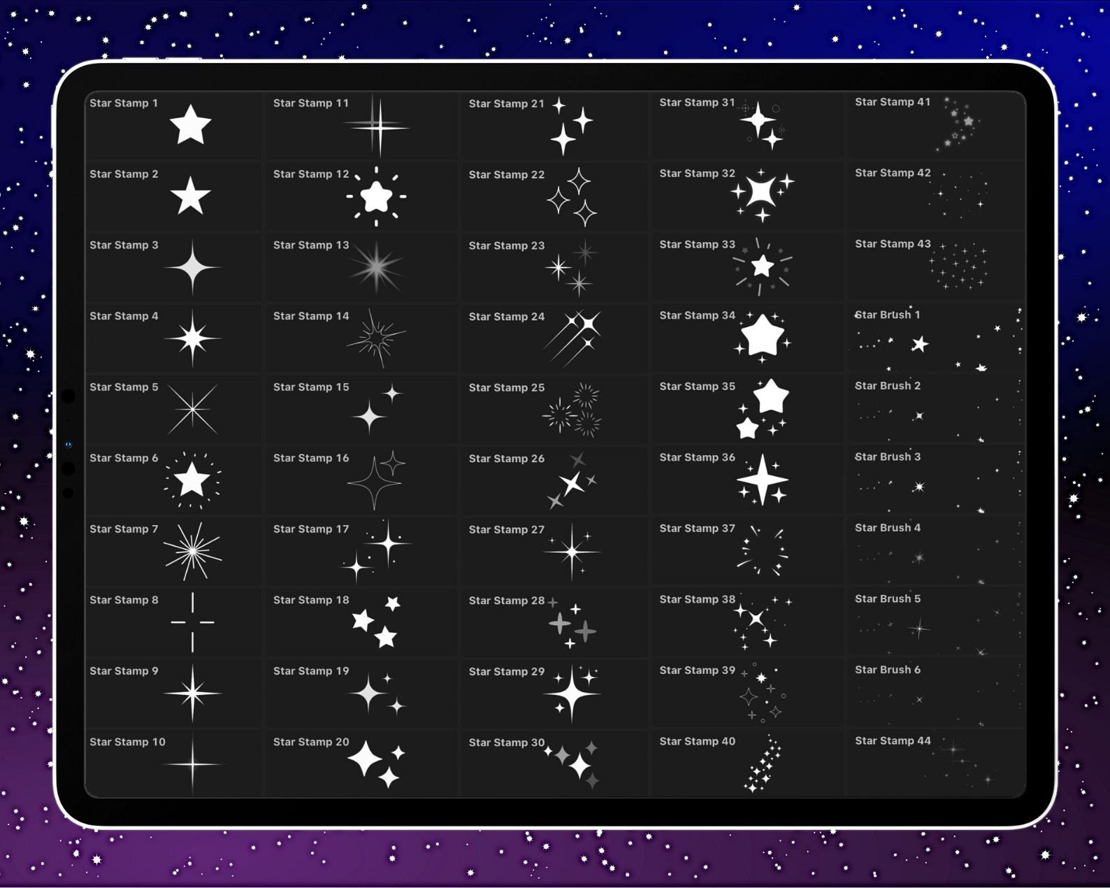 Sparkles and Stars Procreate Brush Set and Stamps , Procreate Star ...