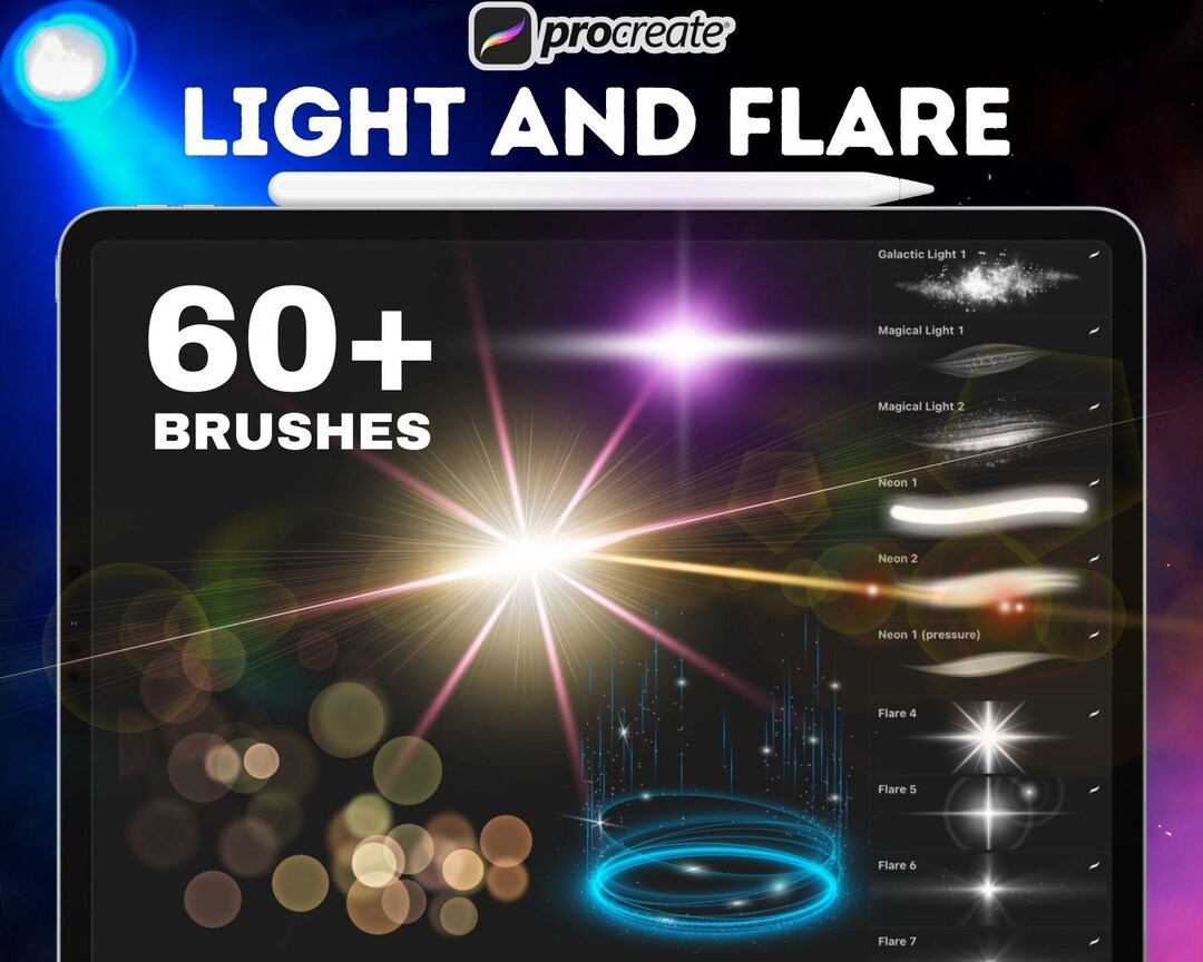 60+ Light and Flare Brushes for Procreate, Procreate Light Effect ...