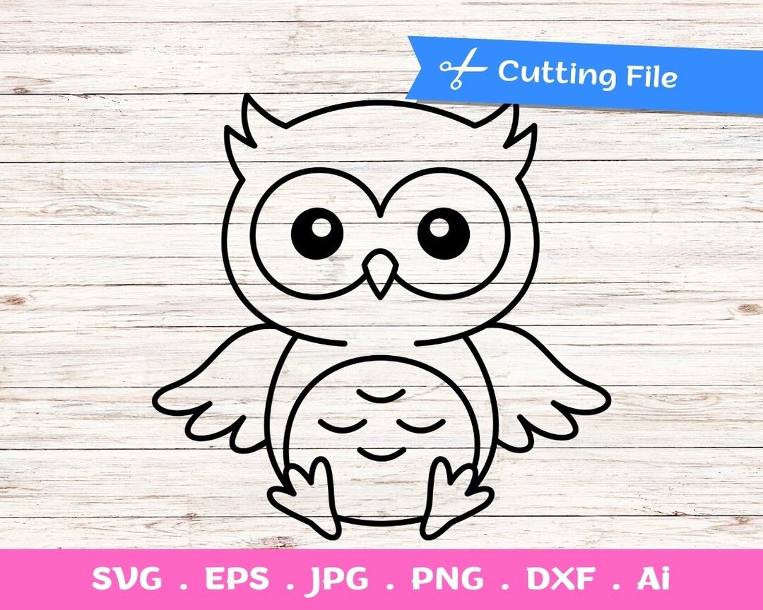 Baby Owl Outline SVG Cut File - Svg, Png, Dxf, Eps for Cricut ...