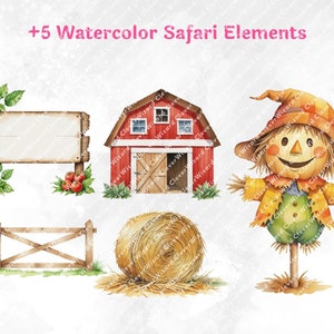 Farm Animals Clipart PNG Bundle, Farm Animals Watercolor Clipart, Cute ...