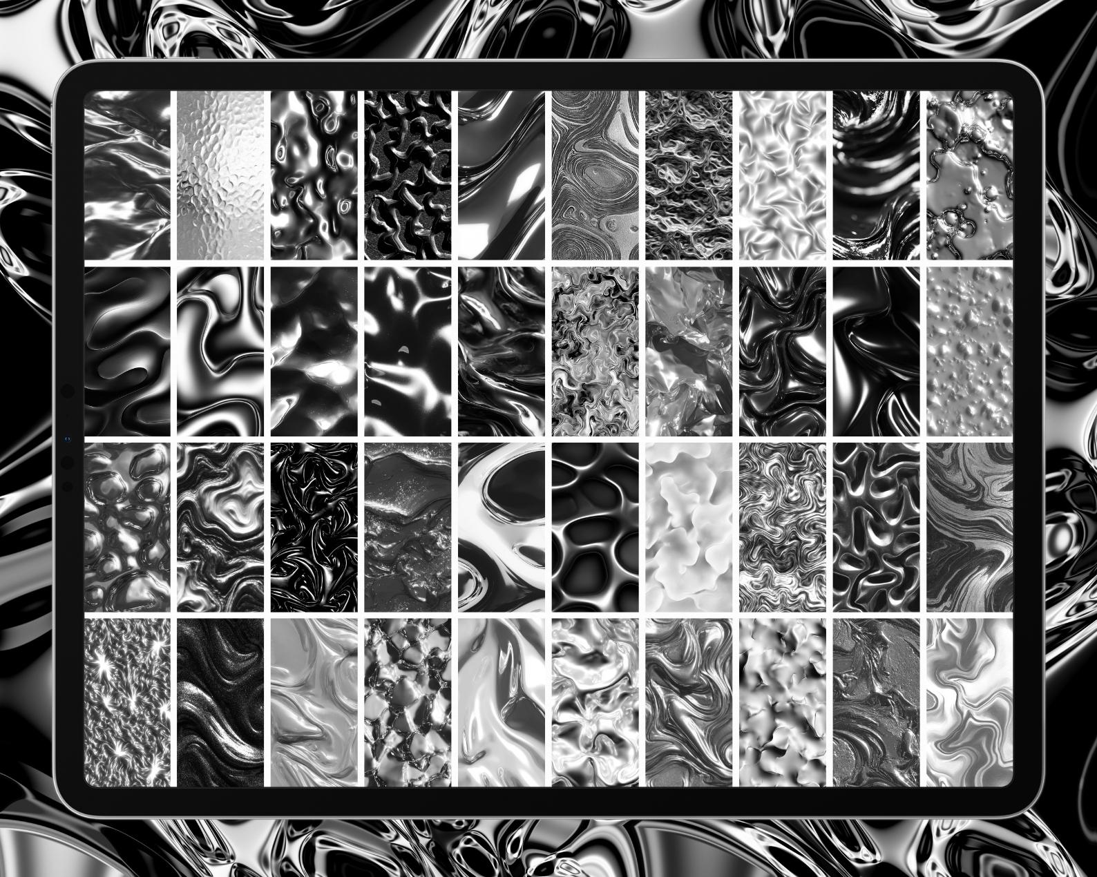 120+ Liquid Metal Texture Procreate Brushes, Metallic Textured Brushes ...
