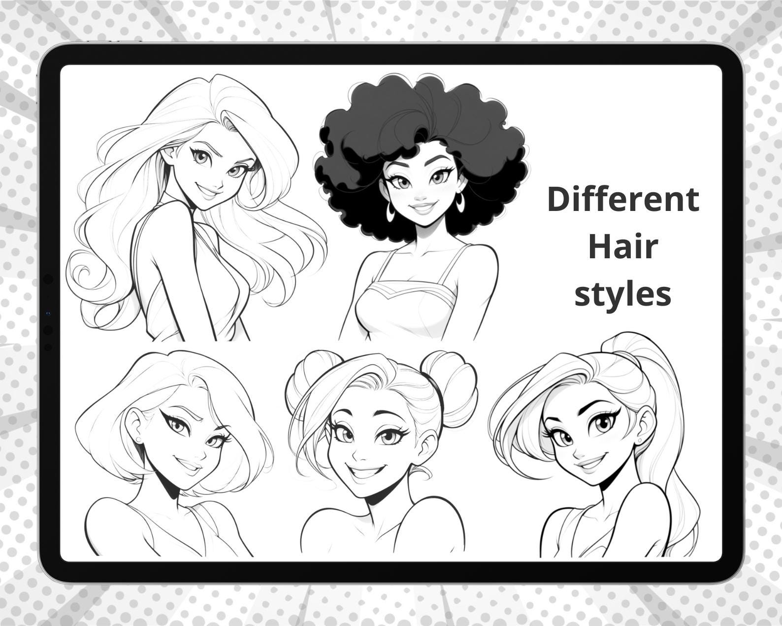 Cartoon Stylized Female Procreate Stamps, Procreate Face Brushes ...