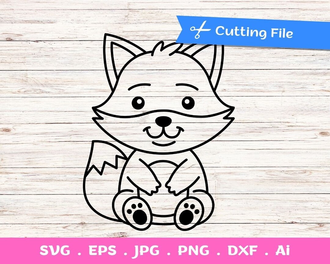 Baby Fox Outline SVG Cut File for Cricut and Silhouette - Forest Animal ...