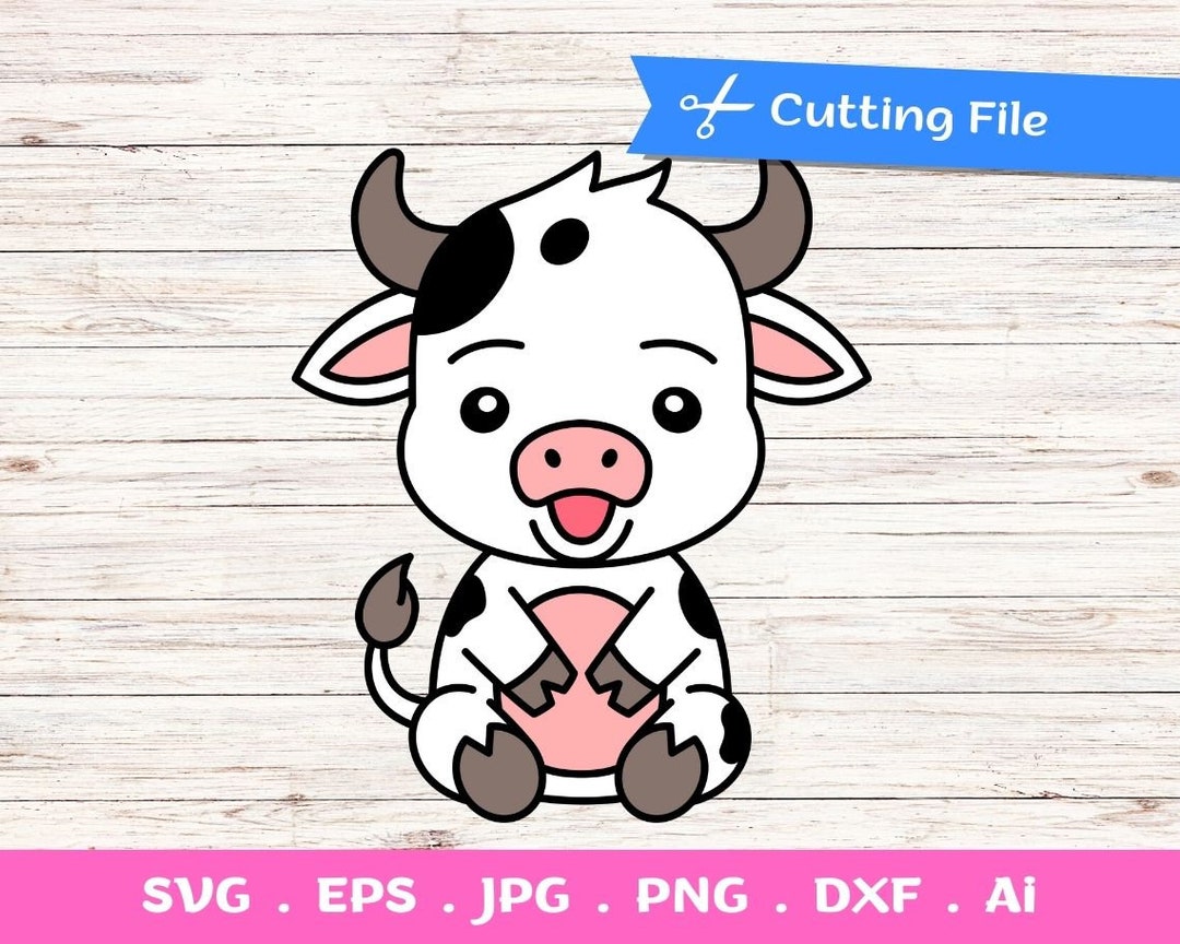 Cute Sitting Cow Layered Cut Files for Cricut and Silhouette - Cute ...